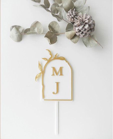 Cake Topper Personalizado Olivo Iniciales | Marmarina