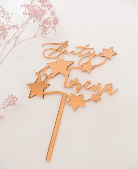 Cake Topper Personalizado Cascada de Estrellas Nombre |Marmarina
