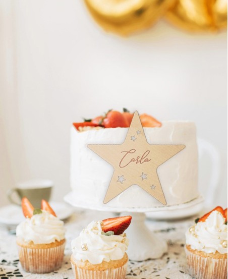 Cake Topper Frontal Estrellas Nombre |Marmarina